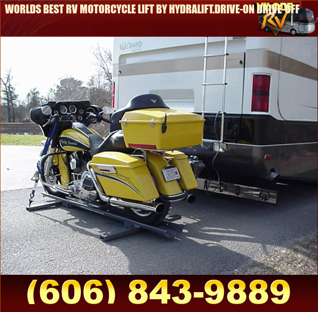 Salvage RV Parts WORLDS BEST RV MOTORCYCLE LIFT BY HYDRALIFT.DRIVE-ON ...