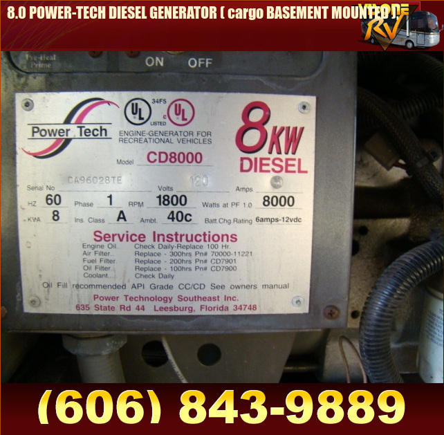 Salvage RV Parts 8.0 POWER-TECH DIESEL GENERATOR ( cargo BASEMENT ...